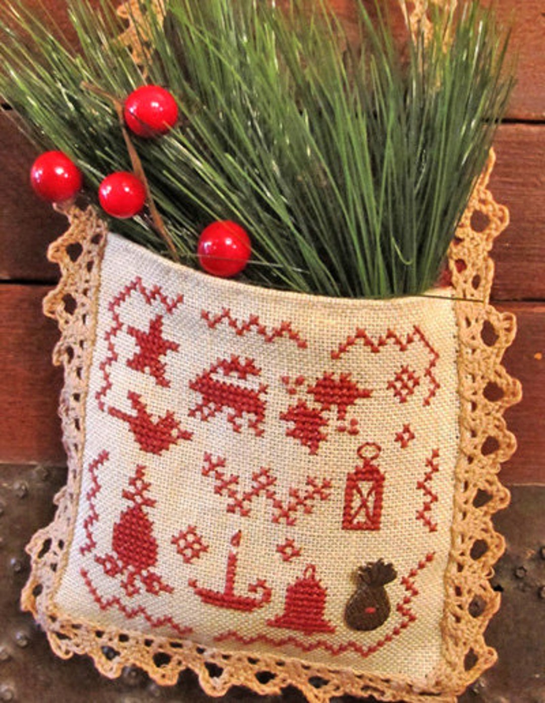 Colonial Christmas Hanging Pocket ~ Cross Stitch Pattern (includes Olde ...