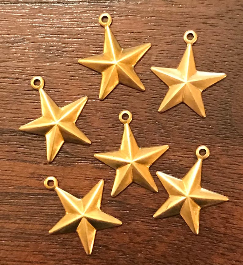 Medium Star Brass Charm 5/8 X 5/8 6 to a Package Price Includes the ...