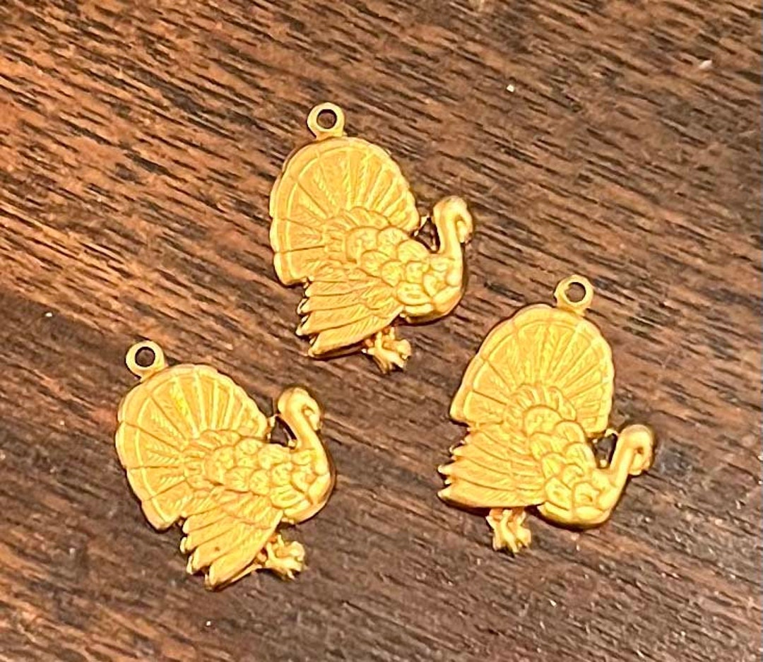 Chubby Turkey Brass Charms (5/8 Wide X 3/4 High-3 to a Pkg) Price ...