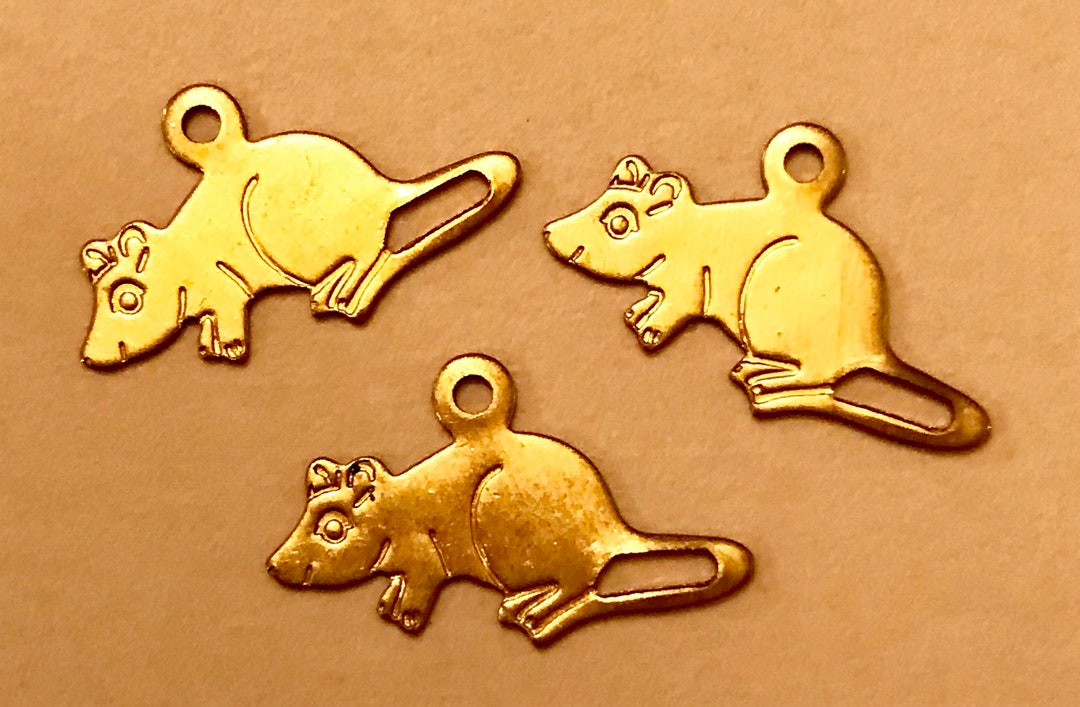Mouse Brass Charm (3 to a Package) Price Includes the Shipping) - Etsy