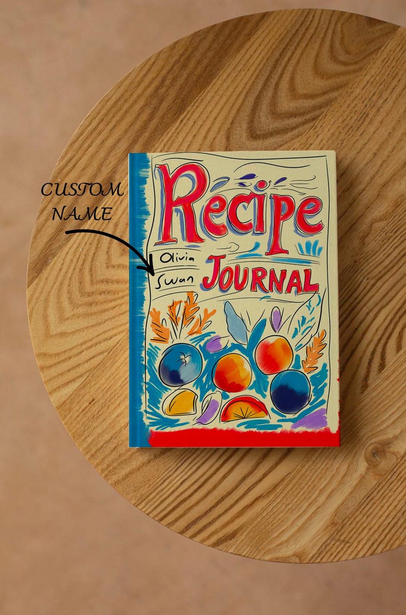 Custom Recipe Journal With Name – “cook Like an Artist” Hardcover ...