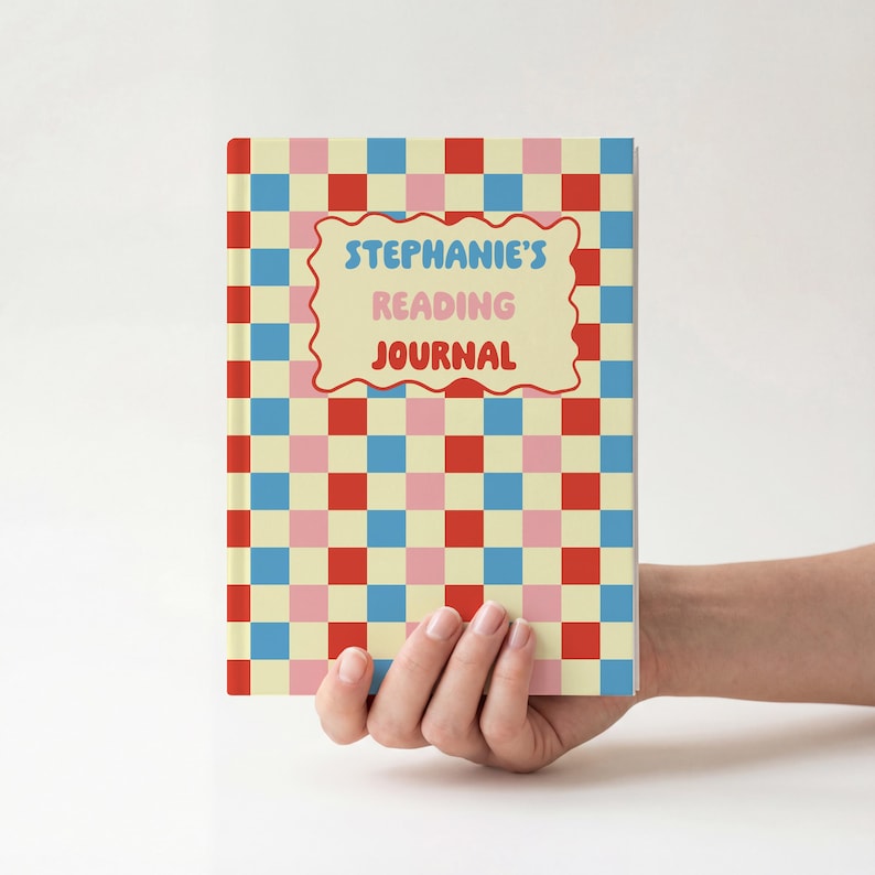 Personalized Retro Checkerboard Reading Journal A5: Custom Name Book ...