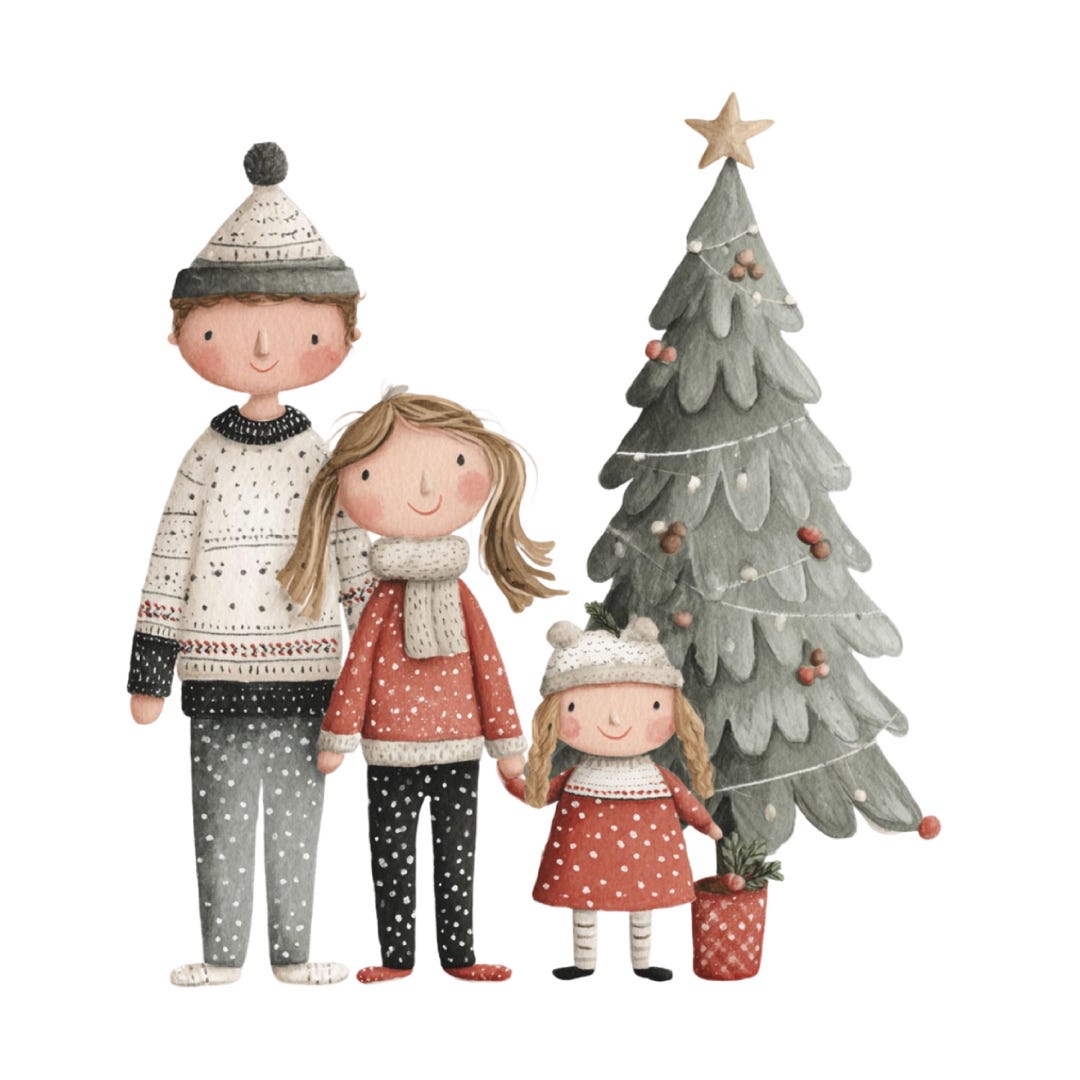 Christmas Family Clipart Set: Festive Holiday People PNG Bundle ...