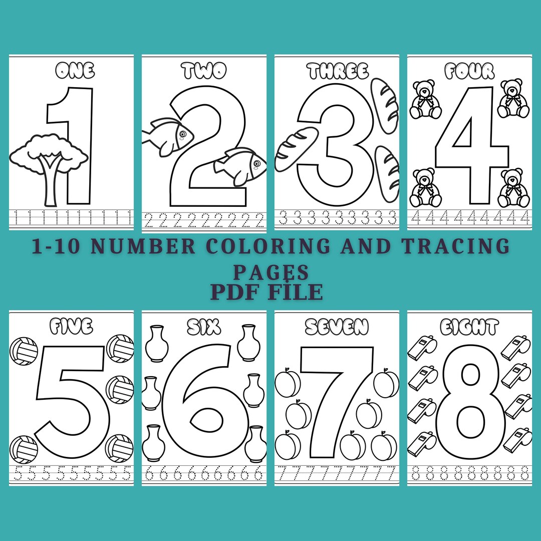 Number Coloring Pages for Kids: High-resolution Graphics (PDF Download ...