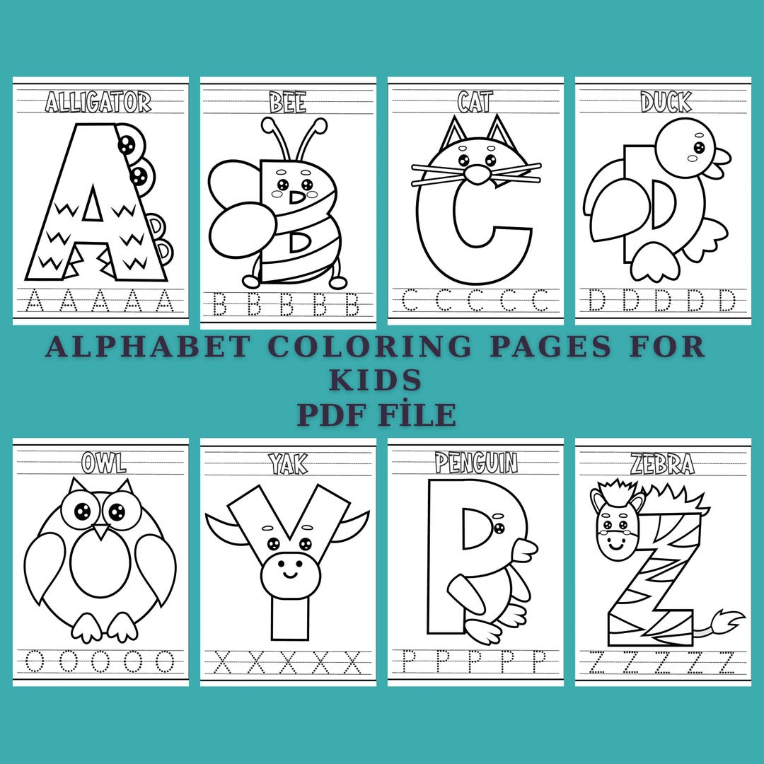 26 Alphabet Coloring Pages for Kids,high Resolution Black&white ...