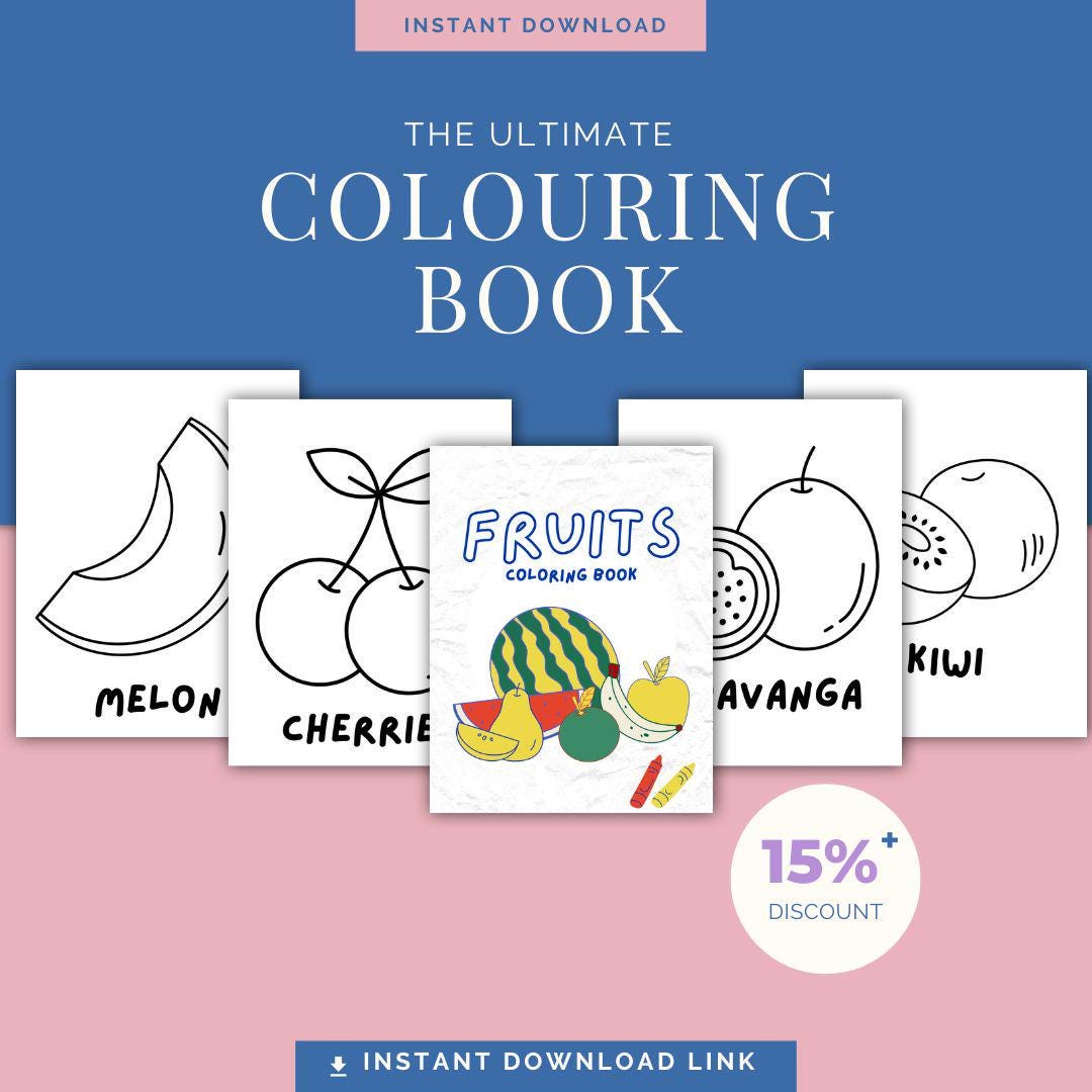 Fruits Colouring Book for Kids | 20 Fun Printable Pages | Educational ...