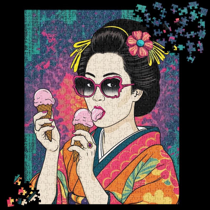 Art Piece.Japanese Pop Art Puzzle – Ice Cream Geisha | 520 Piece Jigsaw ...