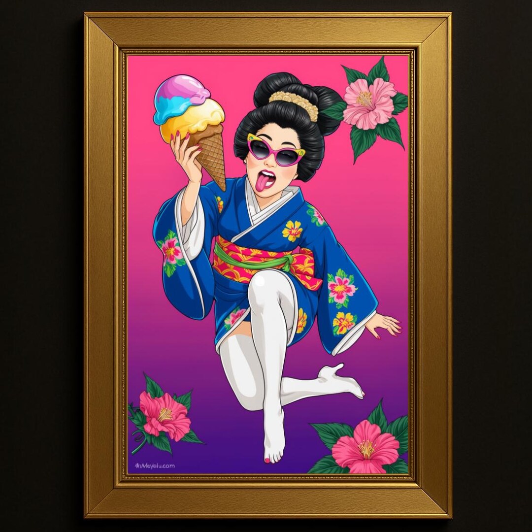 Kyoto Maiko Pop Art Poster: Retro Japanese Art Print (digital Download ...