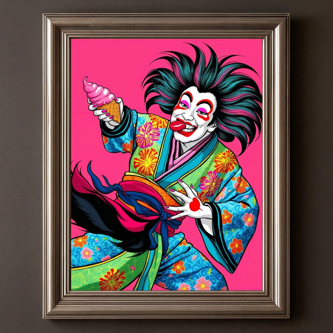Kabuki Geisha Ice Cream Poster: Retro Japanese Pop Art (digital ...