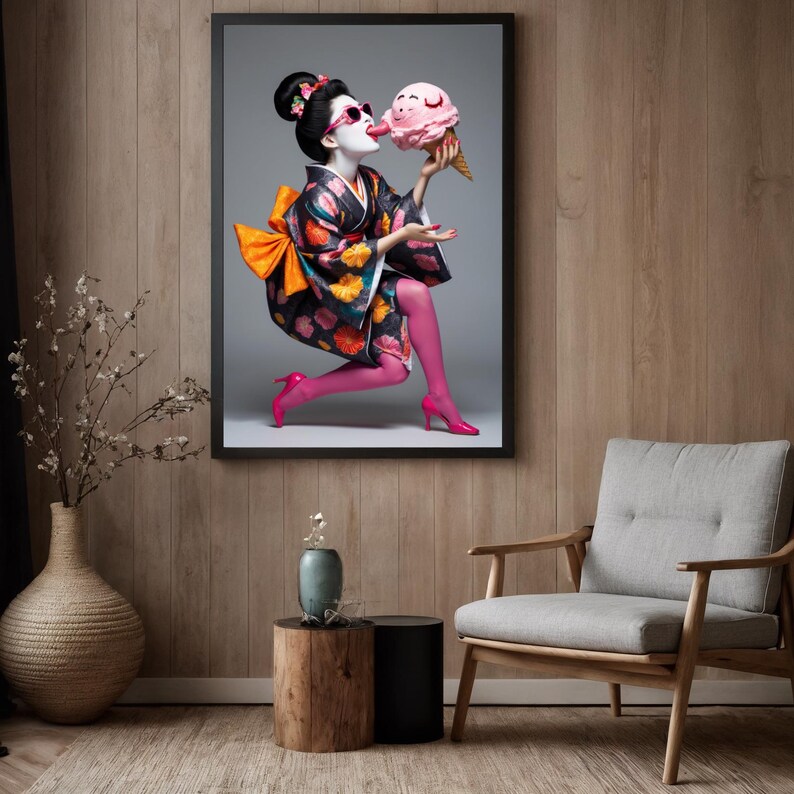 Scoop Fever Kyoto / Dawnload Pop Art Poster / Retro Japanese Maiko Pop ...