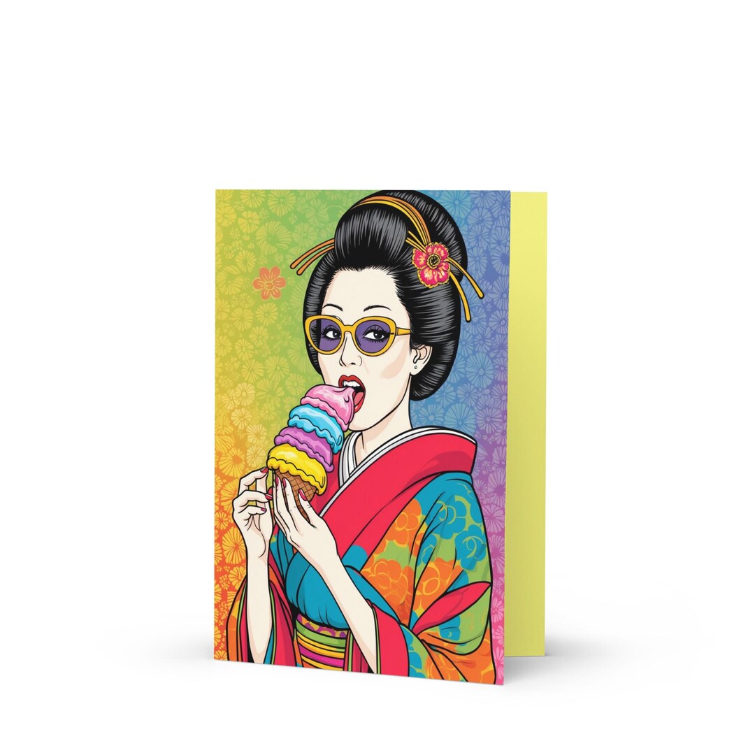 Retro Maiko Ice Cream Greeting Card: Japanese Pop Art Collectible - Etsy
