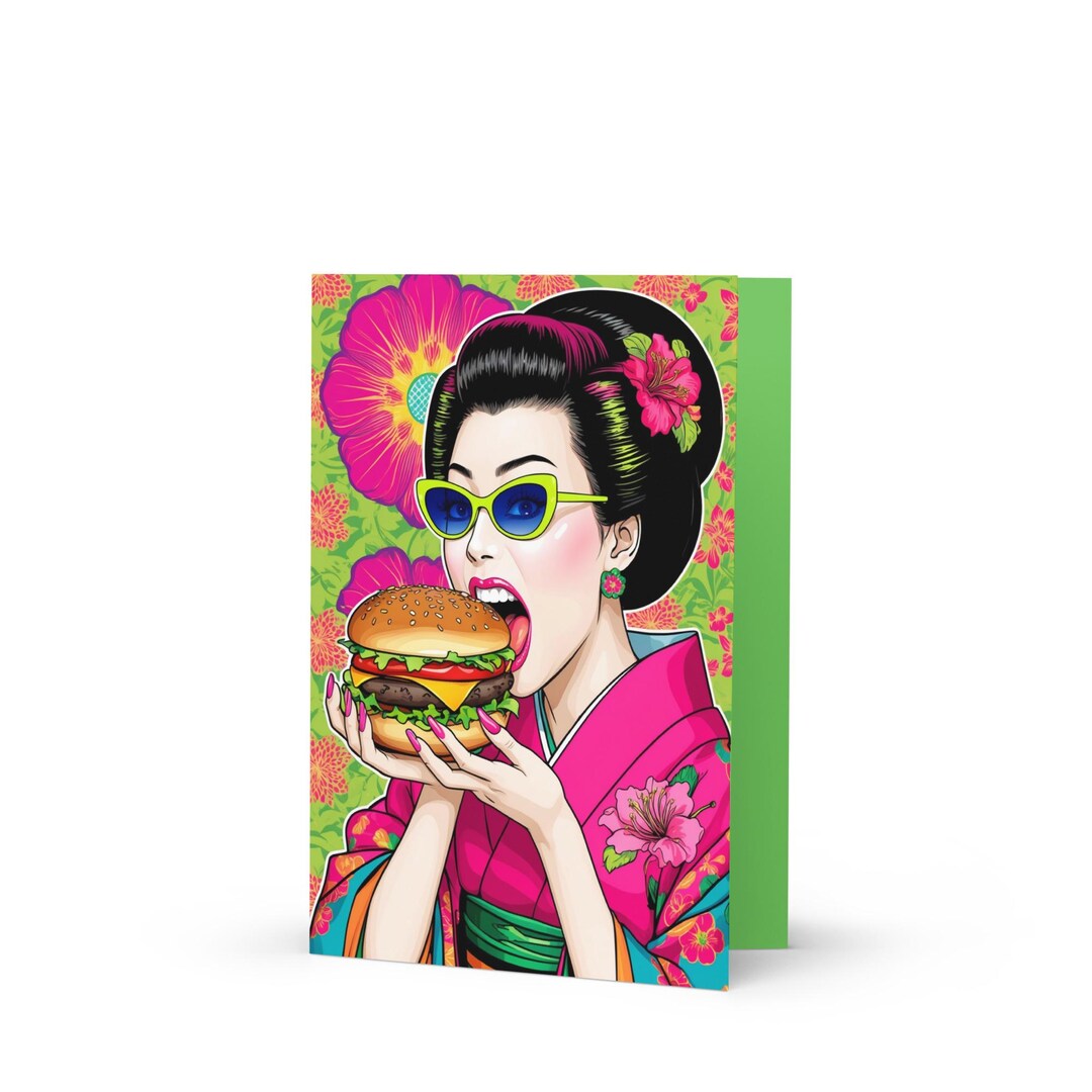 Neon Snack Muse Greeting Card: Japanese Pop Art Maiko - Etsy