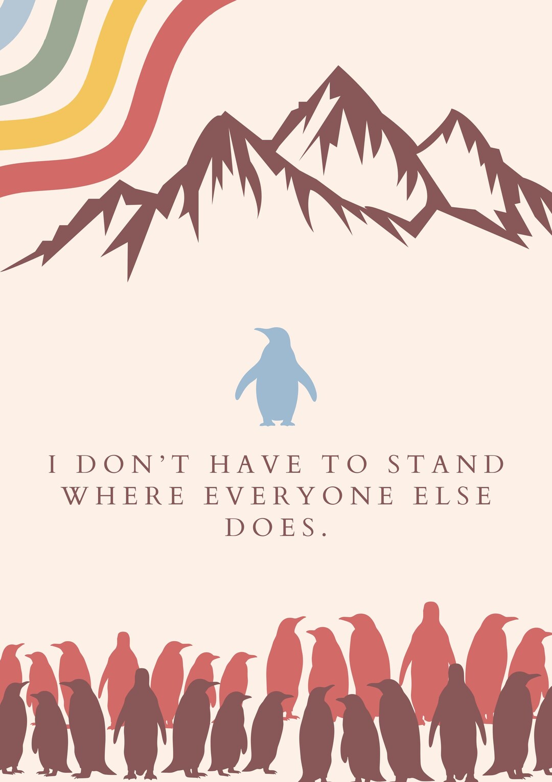 Nihilist Penguin Print | Retro Abstract Mountain Art (digital Download ...