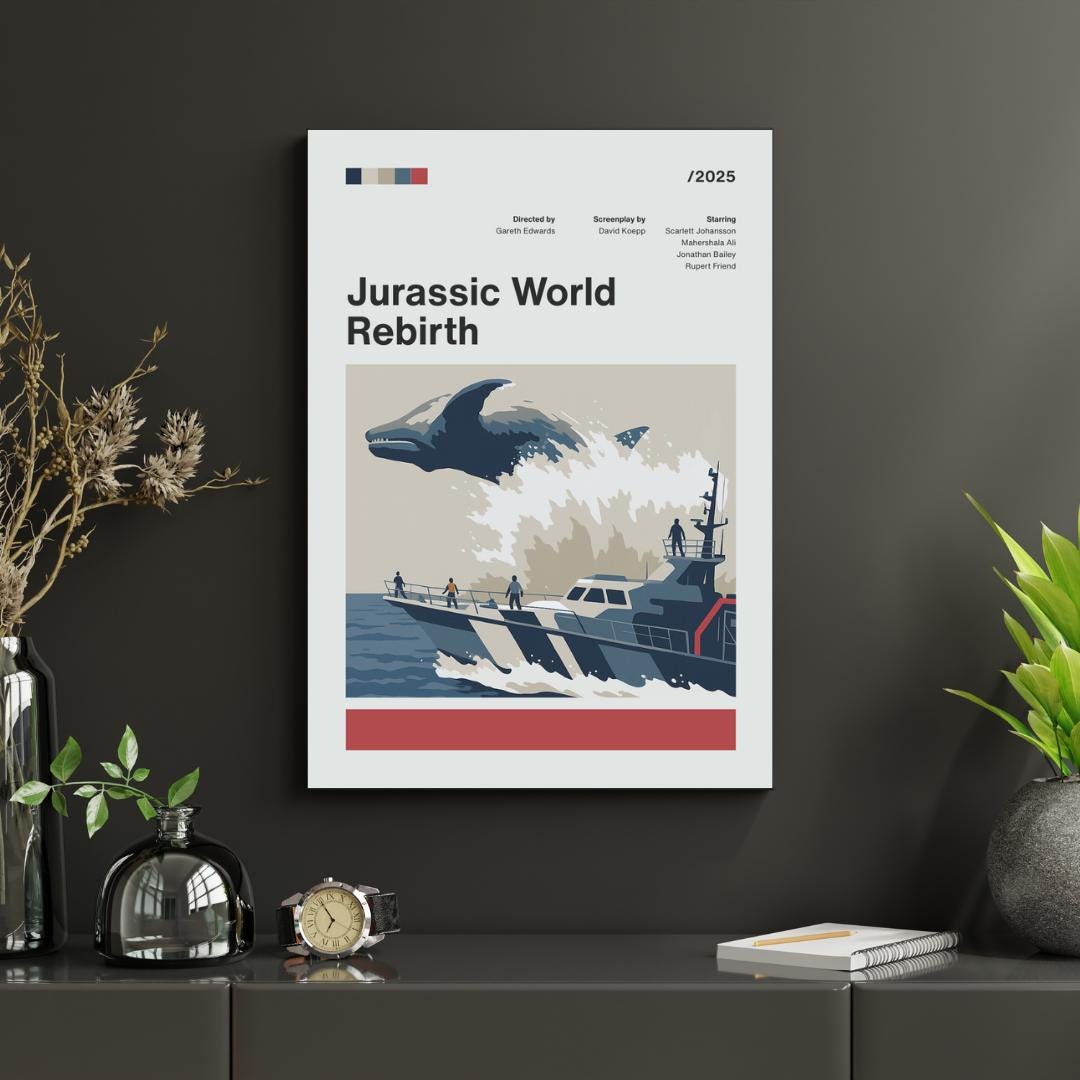 Mosasaurus Poster Inspired by Jurassic World Rebirth (2025) in a Retro ...