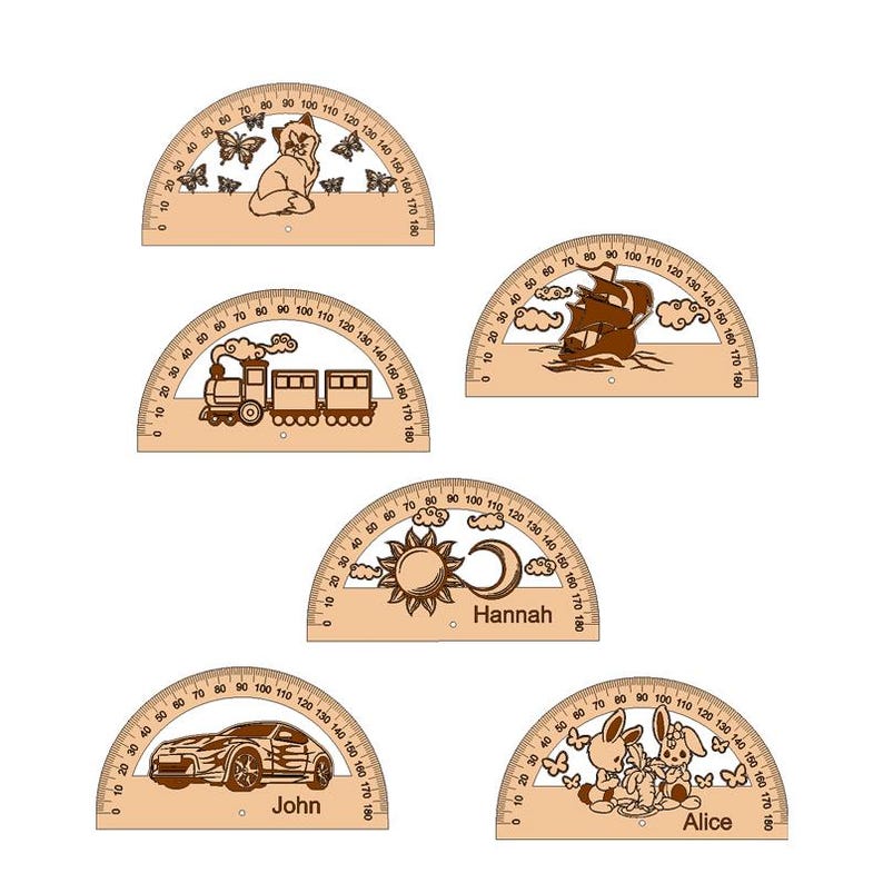 Children’s Protractor Clipart Set of 6 | Printable & Cut Files | DXF ...