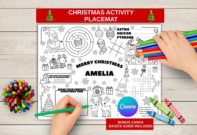Editable Christmas Placemat Activity & Coloring Page, for Preschool to ...