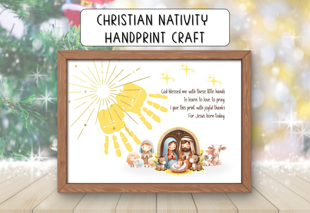 Christmas Nativity Handprint Craft for Kids, Printable Keepsake Art ...