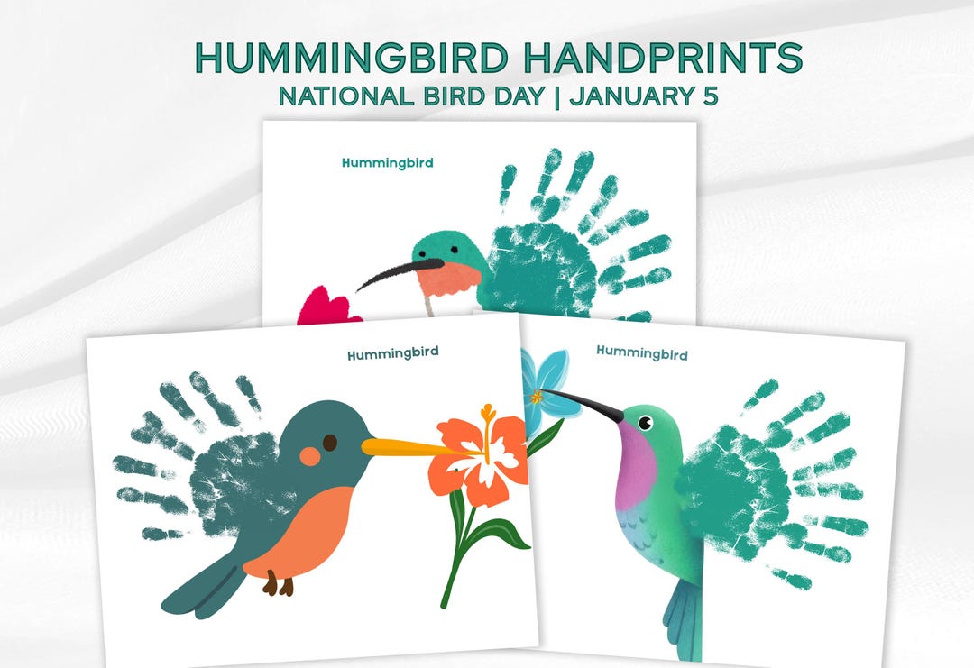 Hummingbird Handprint Keepsake, Set of 3, Preschool Craft, Bird ...