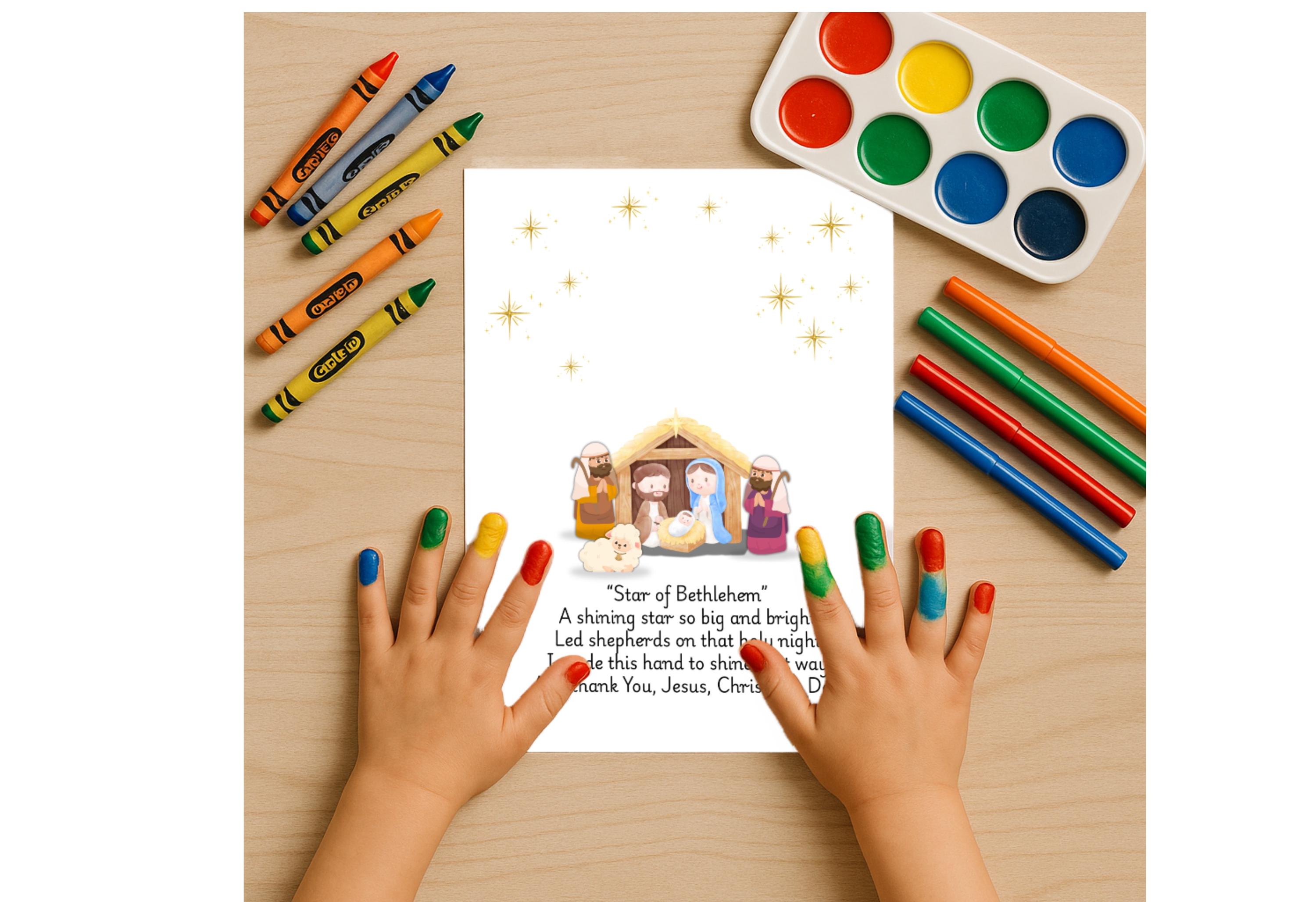 Christmas Nativity Handprint Craft for Kids, Printable Keepsake for ...