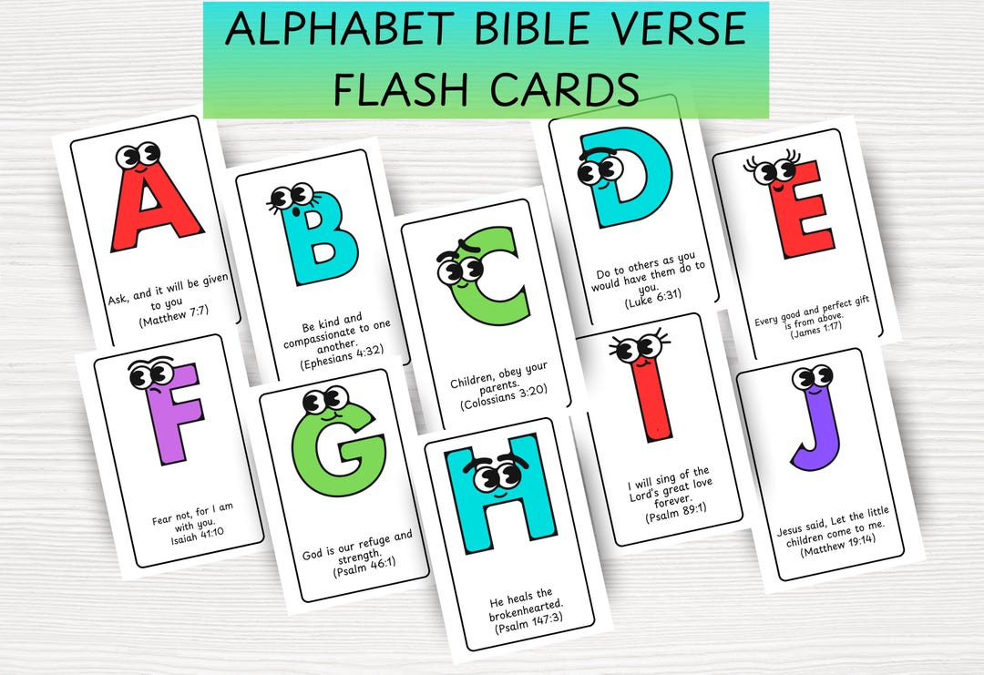ABC Bible Verse Flashcards, 26 Scripture Cards A–Z, Alphabet ...