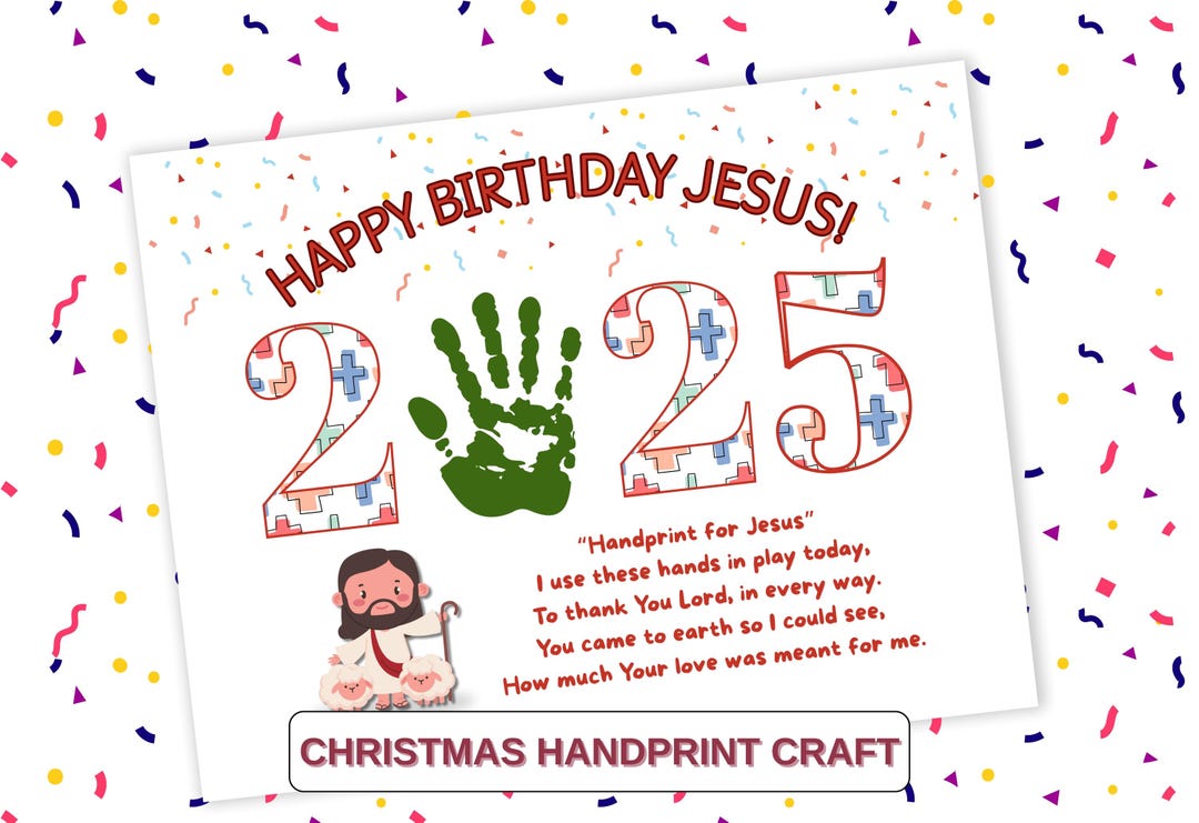 Christmas Handprint Craft - Happy Birthday Jesus - DIY Kids Activity ...