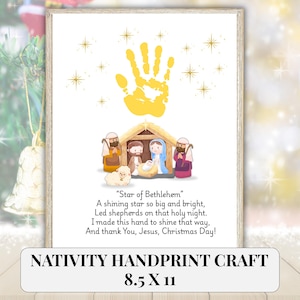 Christmas Nativity Handprint Craft for Kids, Printable Keepsake for ...