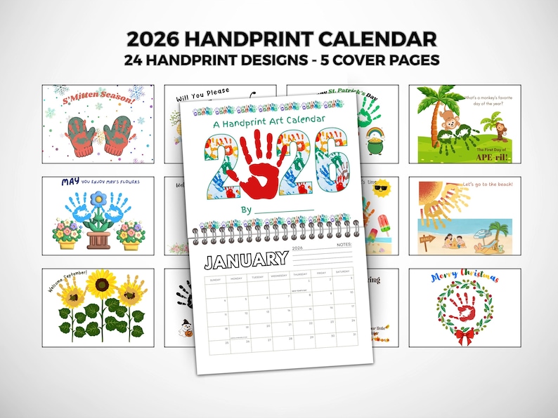 2026 Handprint Calendar Craft, DIY Keepsake for Kids, Toddlers & Babies ...