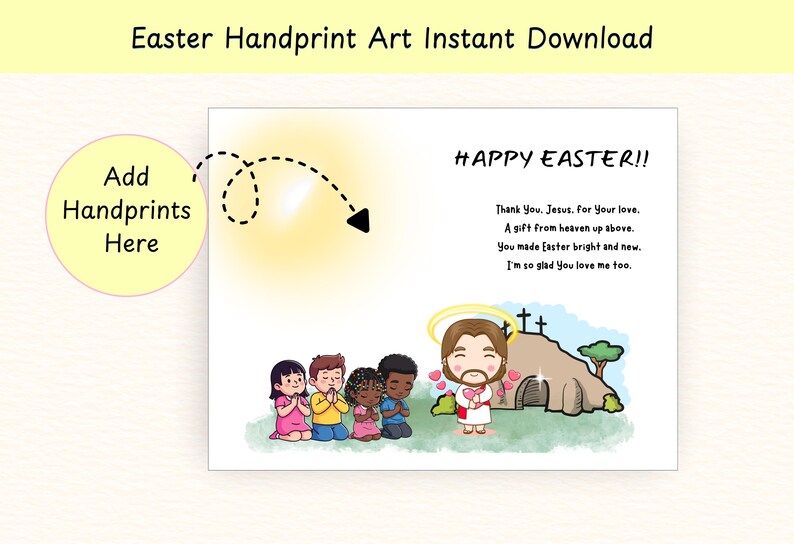 Easter Handprint Bible Craft, Printable Keepsake, Toddler & Kids Paint ...