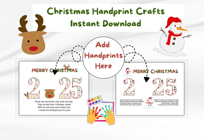 2025 Christmas Handprint Craft, Printable Poem Keepsake, Toddler and ...