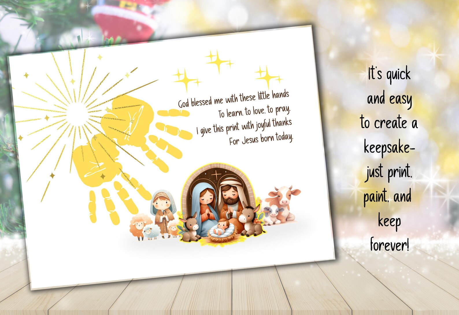 Christmas Nativity Handprint Craft for Kids, Printable Keepsake Art ...