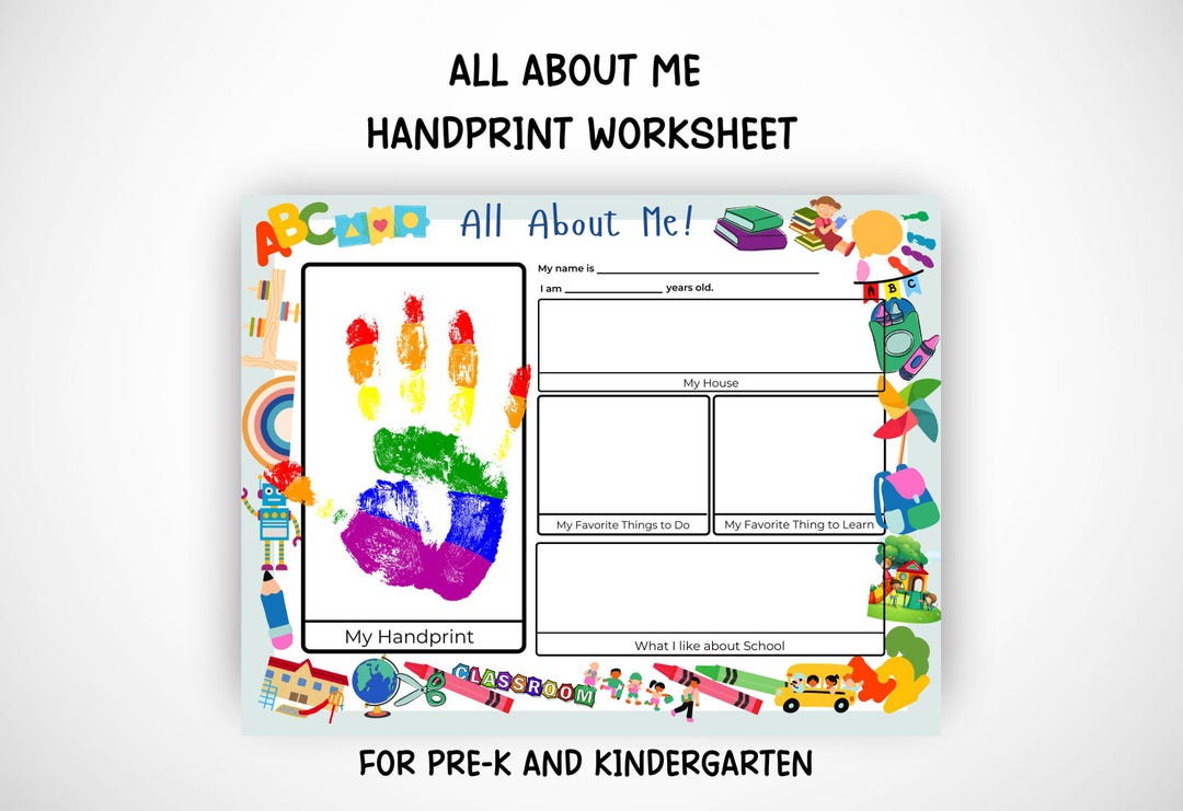 All About Me Handprint Worksheet, Back to School Classroom Activity ...