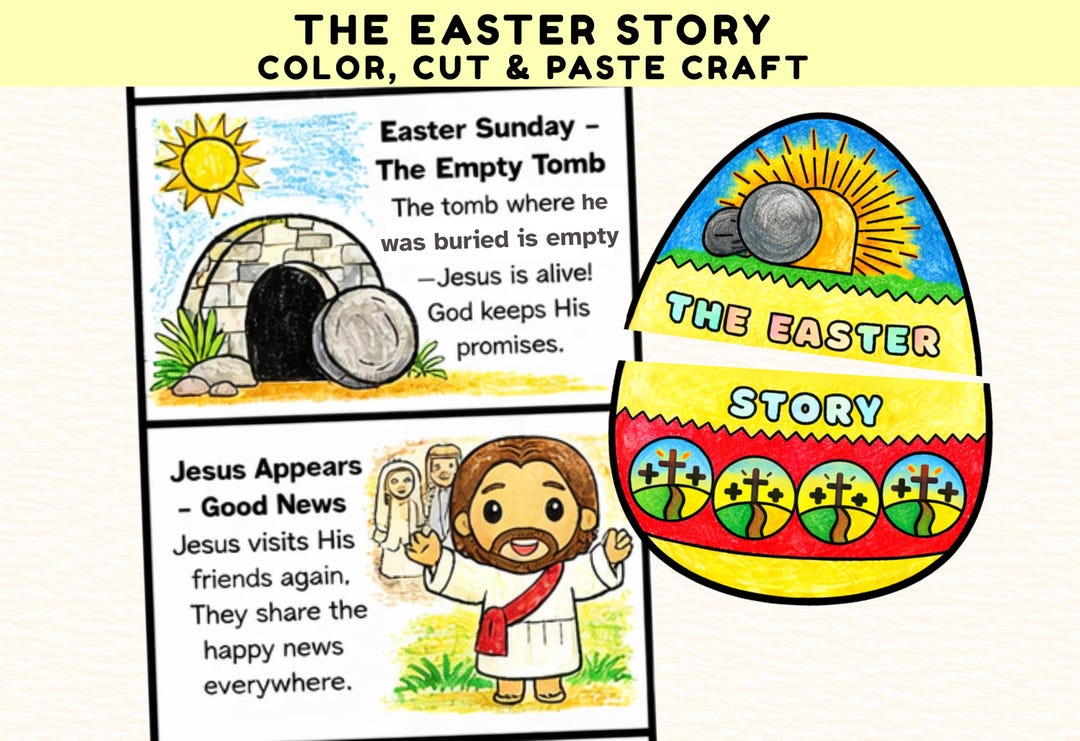 Easter Coloring Craft, Folding Surprise Activity for Kids, Christian ...