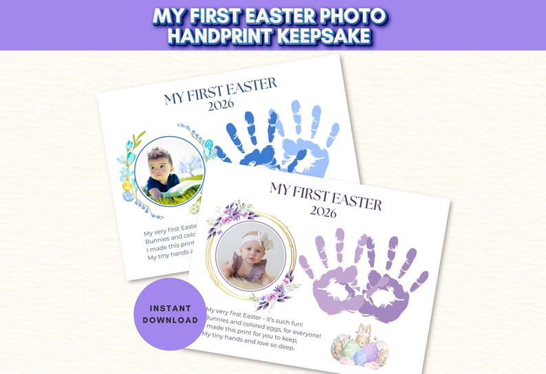 Baby's First Easter Handprint Poem Craft, Keepsake Grandparent Photo ...