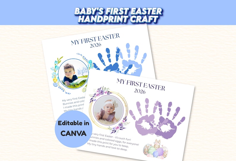 My First Easter Handprint Poem Craft, Baby Keepsake Grandparent Photo ...