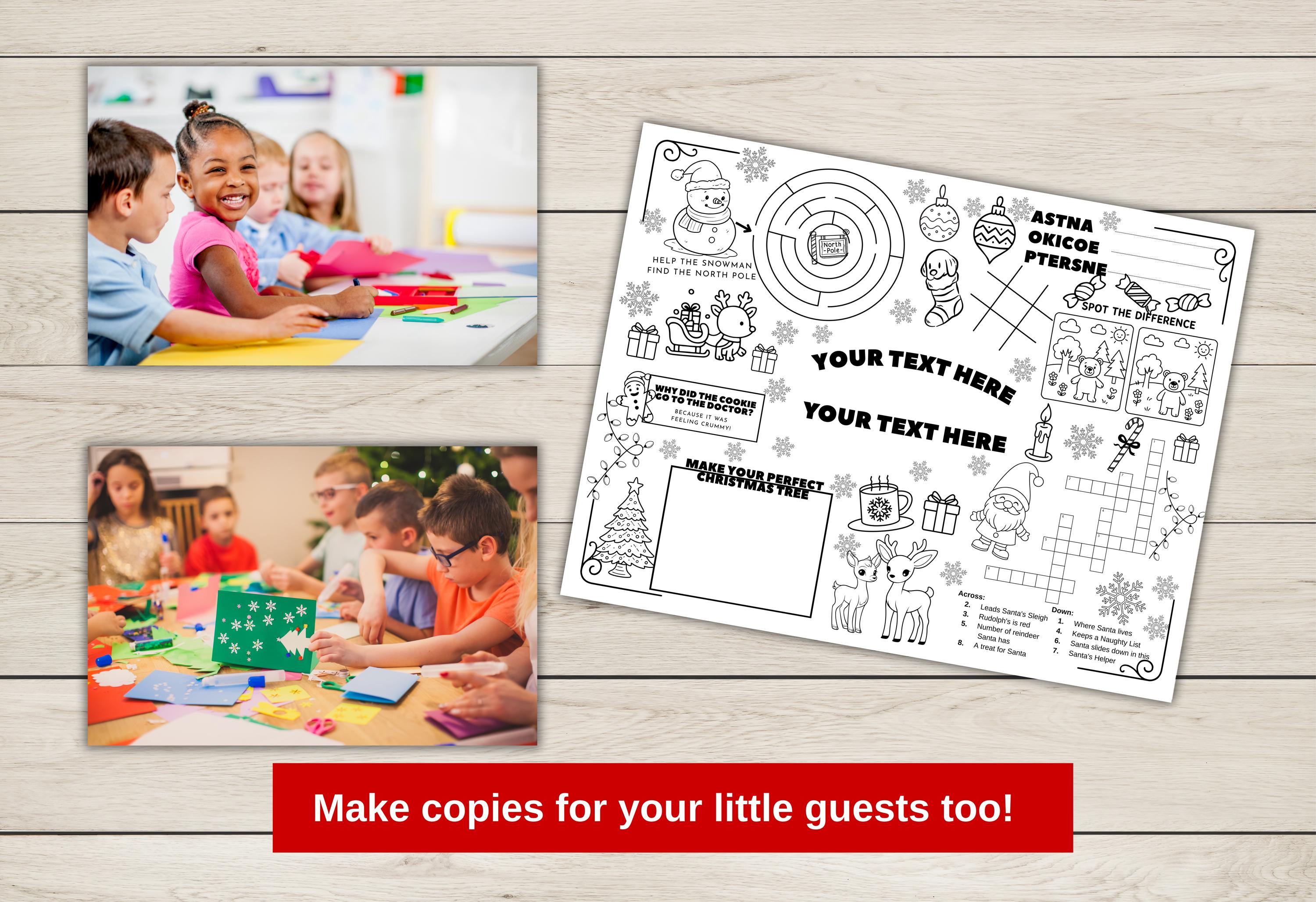 Editable Christmas Placemat Activity & Coloring Page, for Preschool to ...