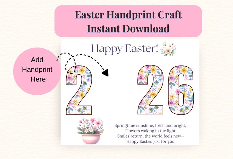 2026 Easter Handprint Craft, Printable Poem Keepsake, Toddler & Kids ...