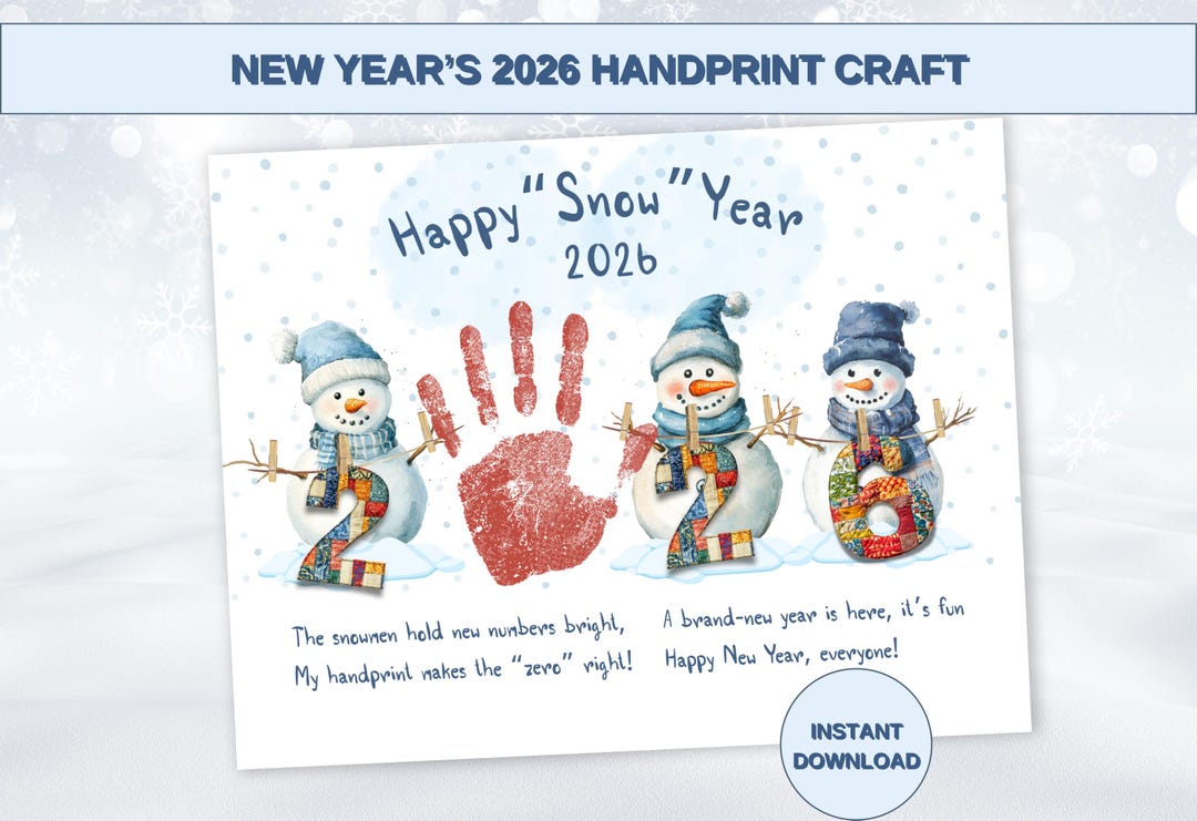 2026 New Year Handprint Poem Craft, Preschool Kids Paint Activity ...
