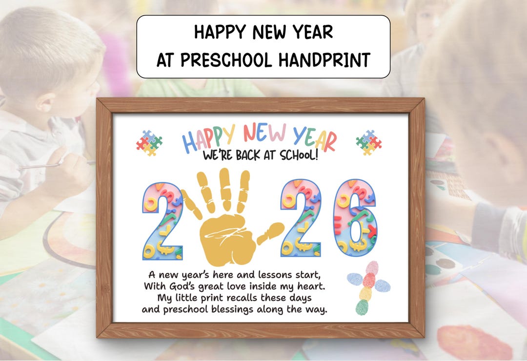 2026 New Year Handprint Poem Craft, Preschool Kids Paint Activity ...