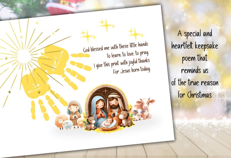 Christmas Nativity Handprint Craft for Kids, Printable Keepsake Art ...