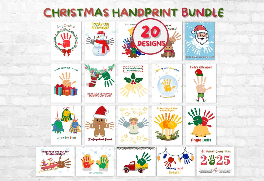 Christmas Handprint Craft Bundle, 2025 Keepsake Toddler & Kids Paint ...