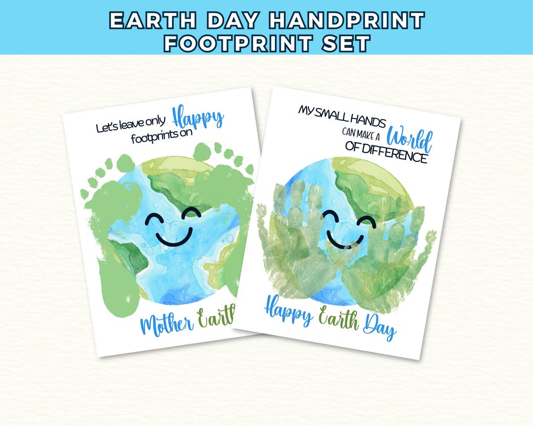 Earth Day Handprint & Footprint Craft Bundle, Earth Day Keepsake Prints ...