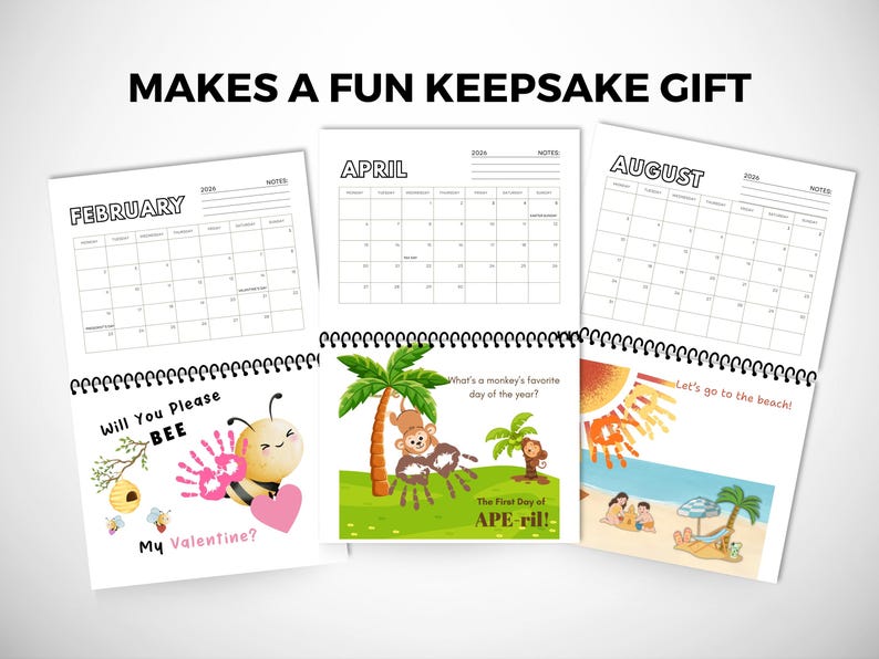 2026 Printable Handprint Calendar Craft, DIY Keepsake for Kids ...