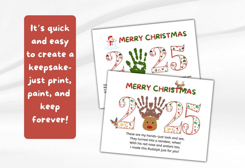2025 Christmas Handprint Craft, Printable Poem Keepsake, Toddler and ...