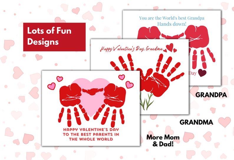 Valentine's Day Handprint Craft Bundle, Toddler & Kids Paint Activity ...
