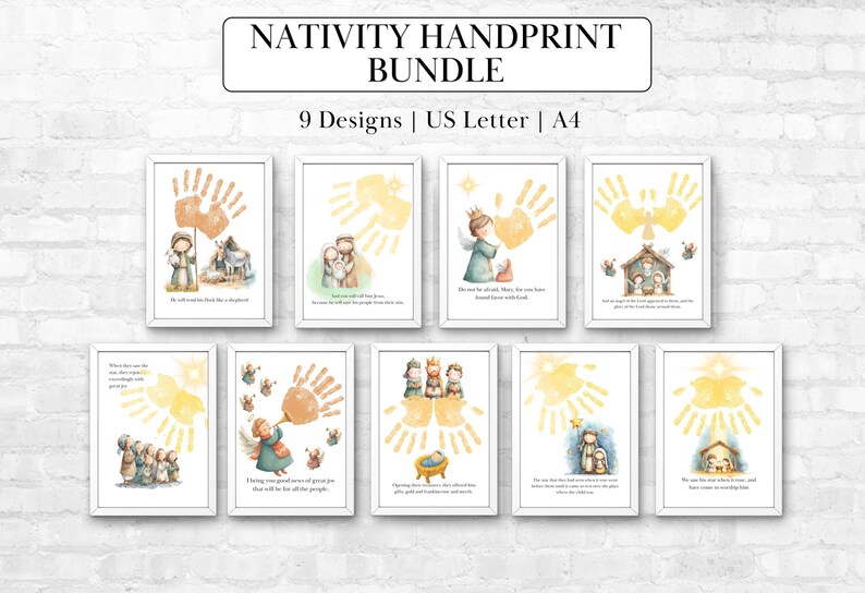 Christmas Nativity Handprint Craft Bundle for Kids, Printable Keepsake ...