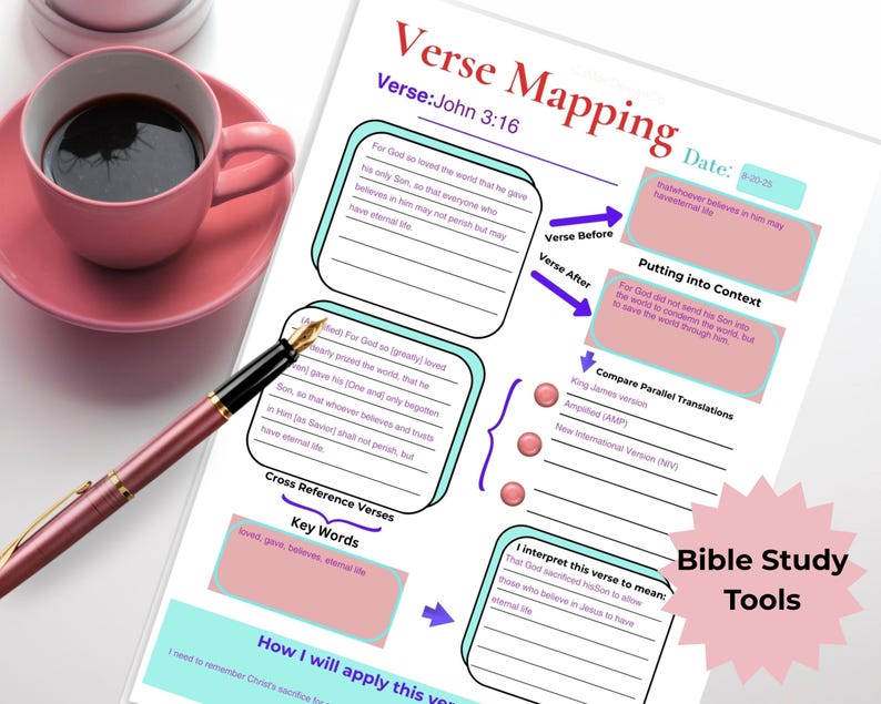 Bible Verse Mapping Journal, Printable & Digital Bible Study Worksheets ...