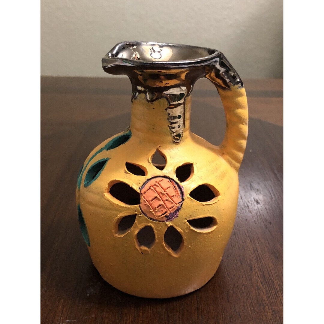 Cut Out Pottery Vase Wall Decor Sunflower Design Copper Glazed - Etsy