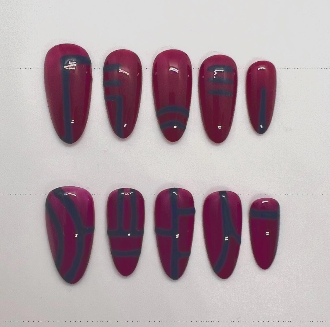 Akaza Inspired Press on Nails: Hand-painted Anime Nail Art - Etsy