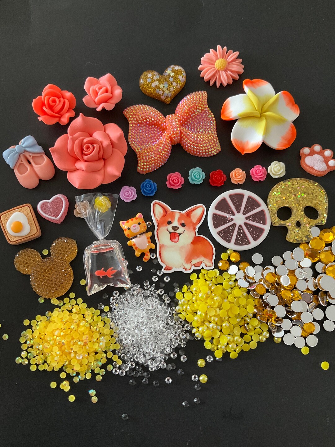 Kawaii Decoden Deco Diy Charm Big Orange Bow Cabochon Kit AA3---USA ...