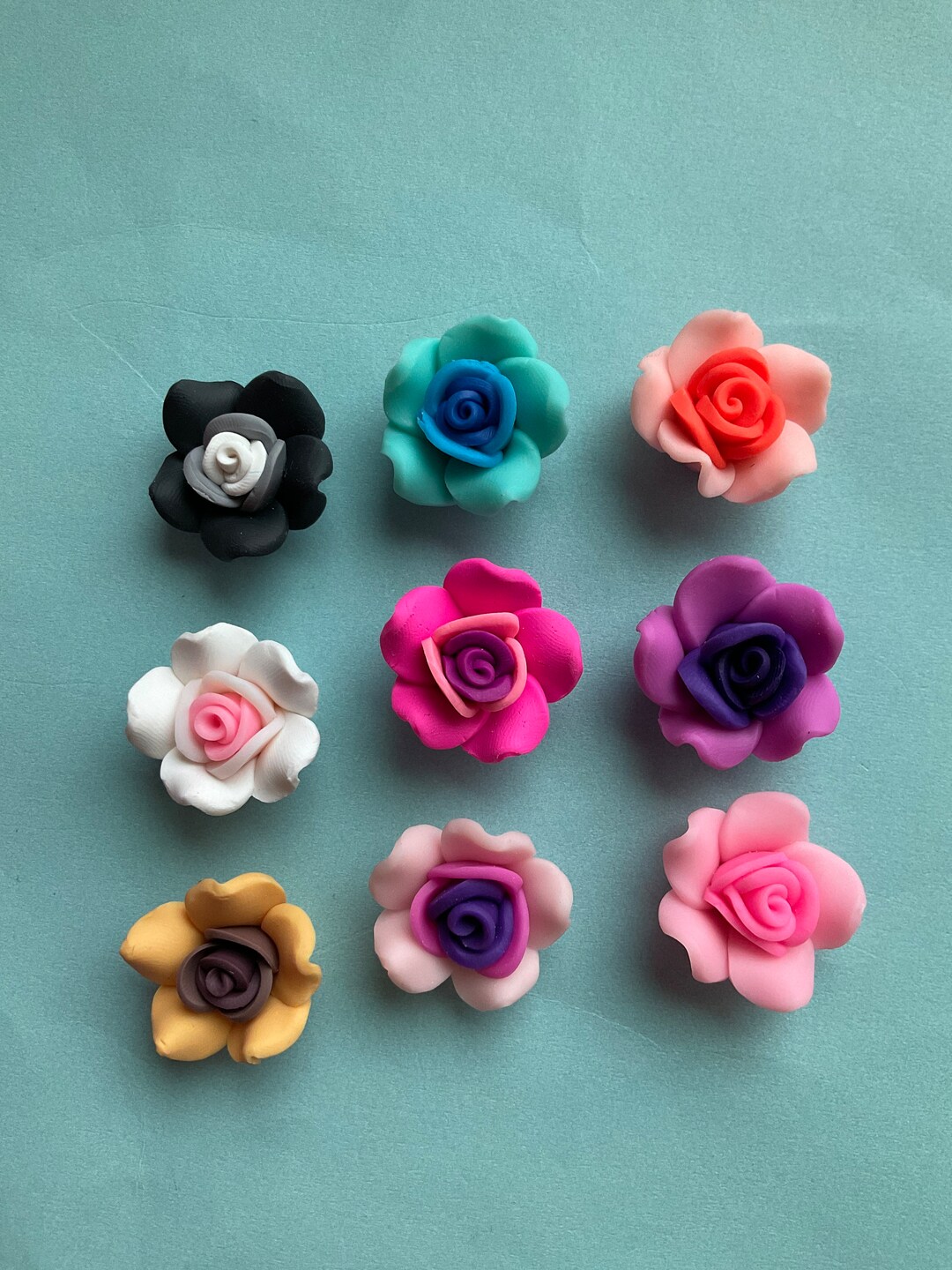 Kawaii Polymer Clay Rose Flower Deco Diy Craft Cabochon Resin Mix 25mm ...